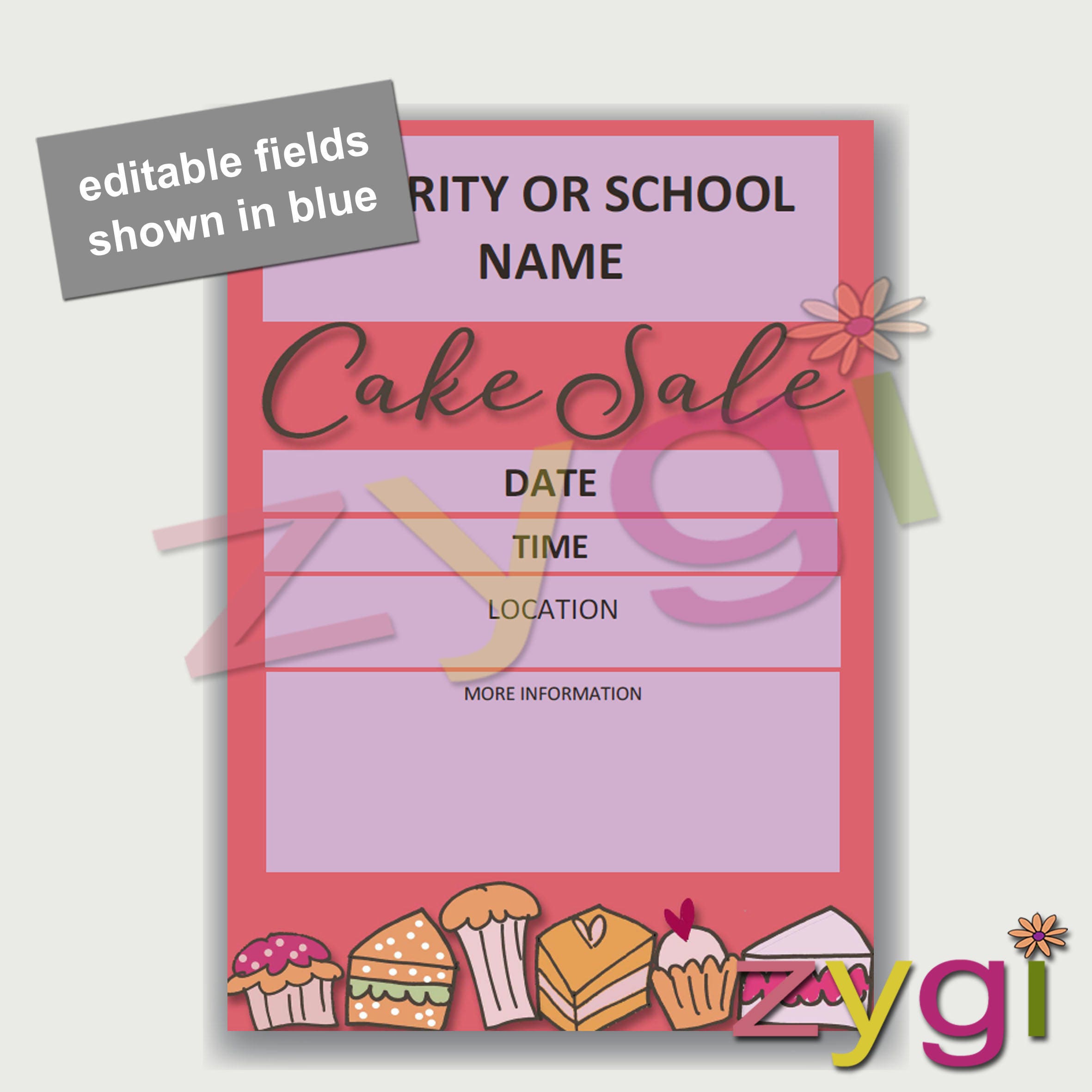 Printable Charity or PTA Poster-cake Sale Fund Raiser | Etsy