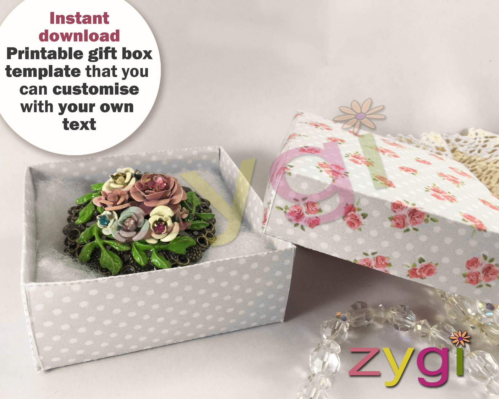 Printable Jewelry Box Pattern Template With Lid- DIY Crafting- Favours ...