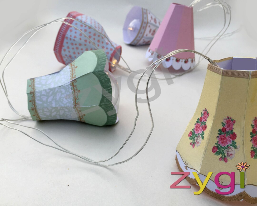 Wine Glass Mini Lamp Shades- 5 Designs- Fairy Light Shades- Vintage ...