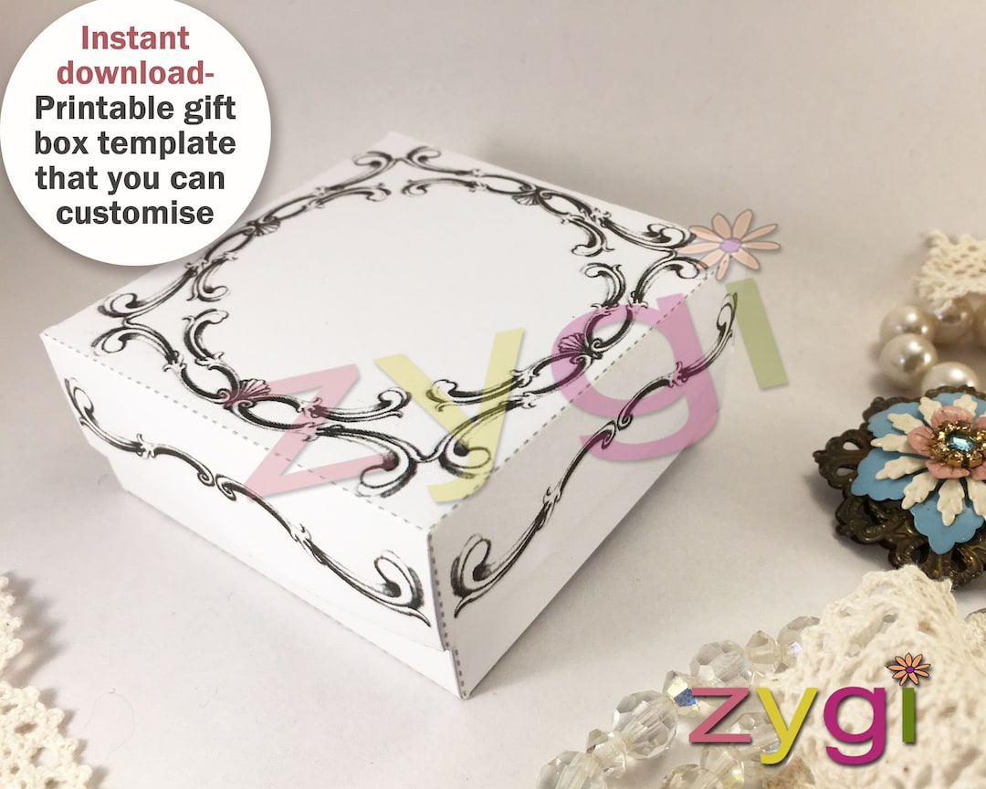 Box With Lid Template Printable for Jewelry or Gifts- Vintage- No Glue ...
