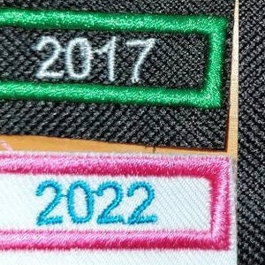 Embroidered Year Patch: Custom Color, Rectangle or Rounded (1 1/2 X 1/2 ...
