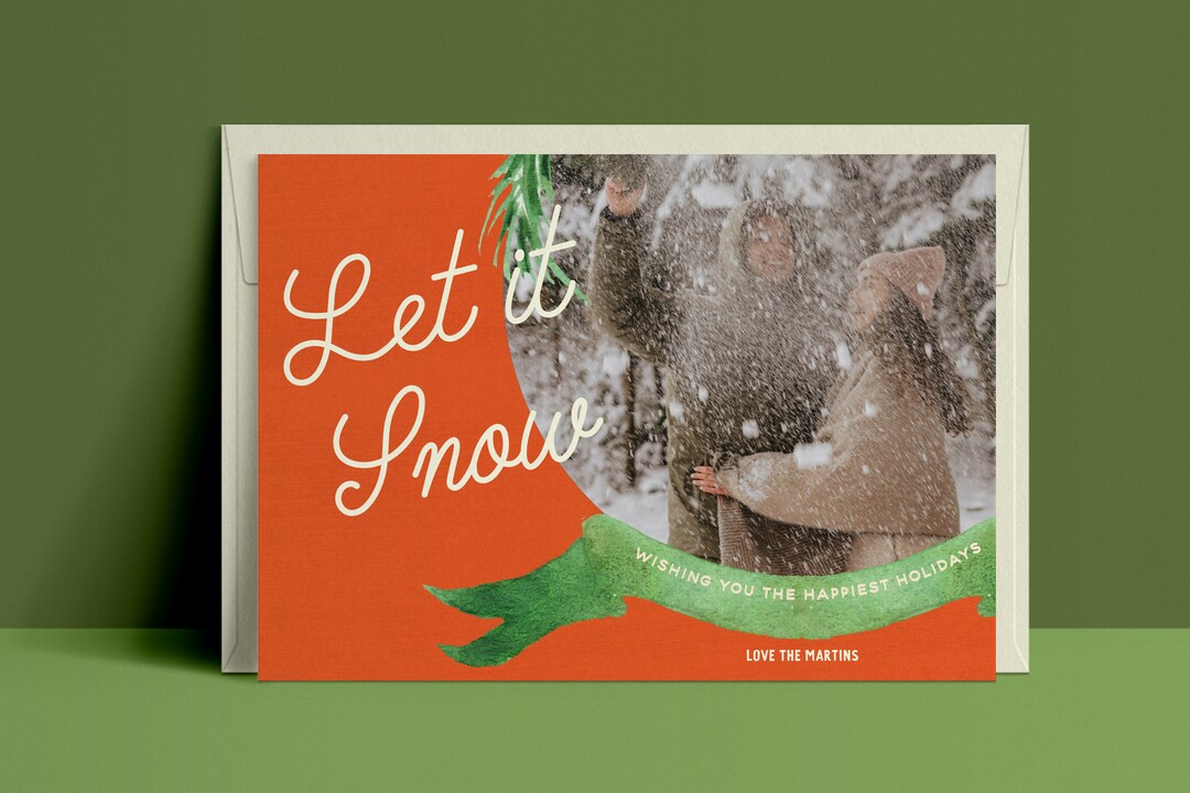 Editable 7x5 Let It Snow Holiday Photo Card Edit Yourself Then - Etsy
