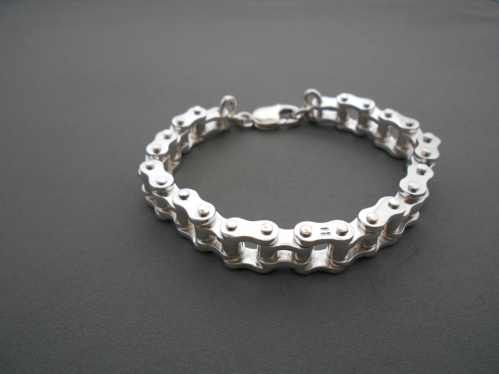 Mens Large Solid Silver 925 Bike Chain Bracelet - Etsy