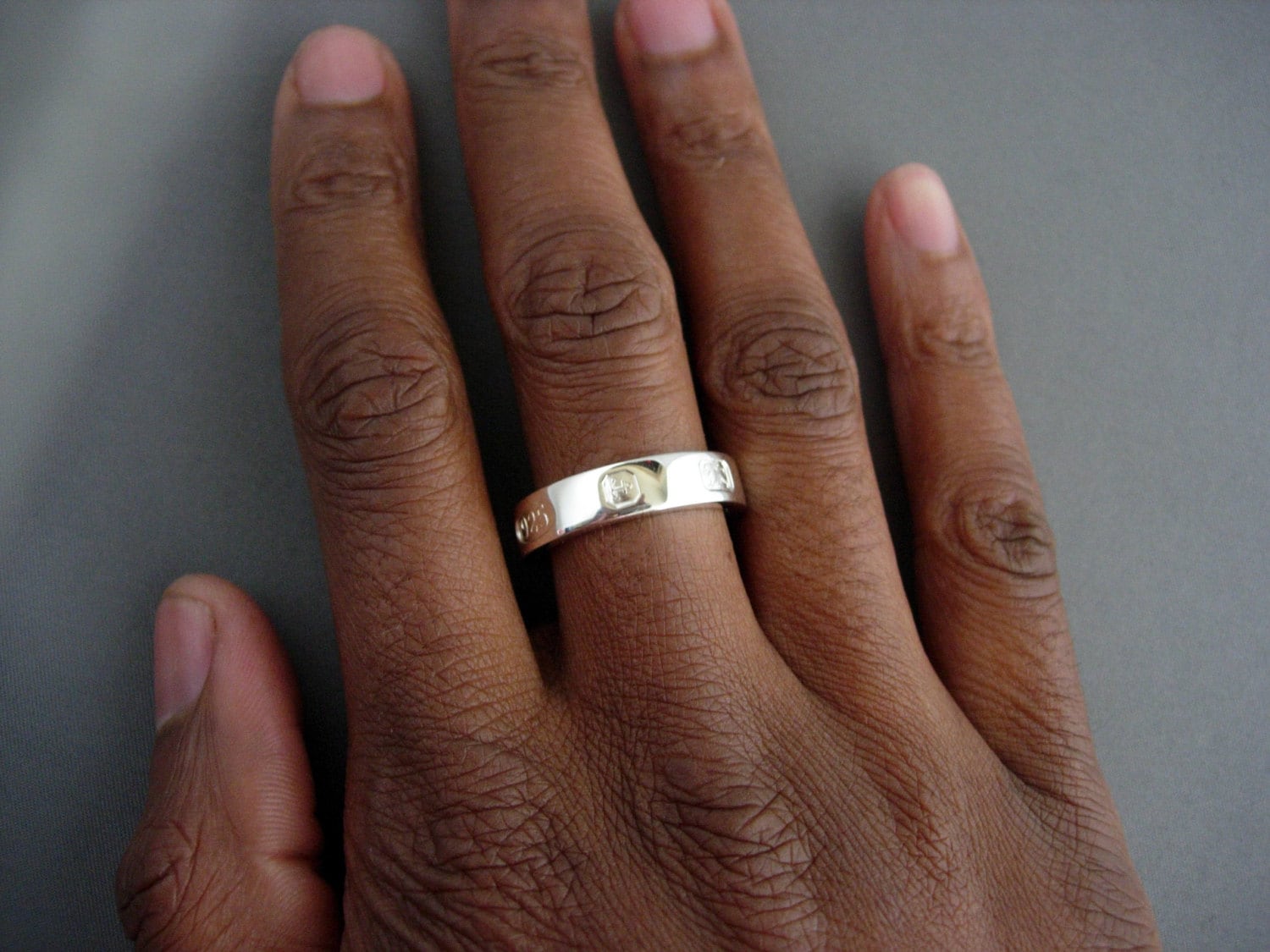 Large Hallmarks Solid Silver Ring - Etsy