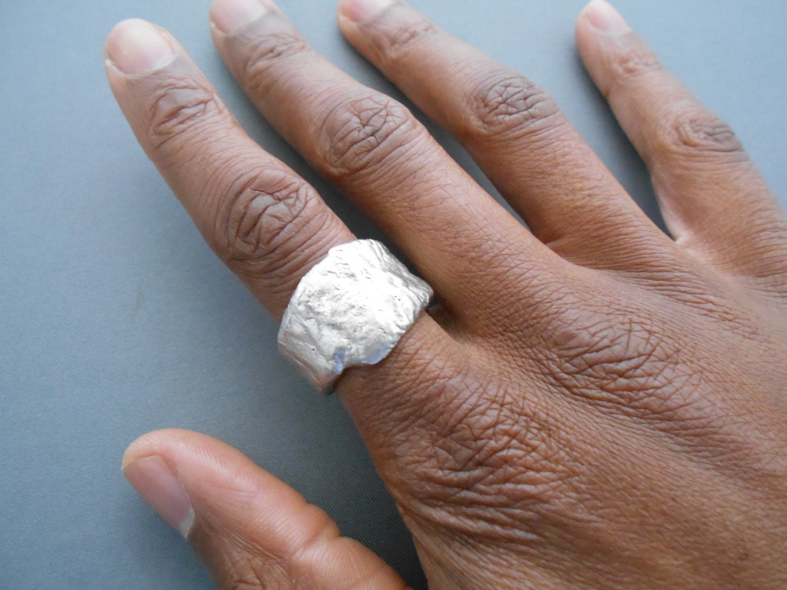 Solid Silver Nugget Ring - Etsy