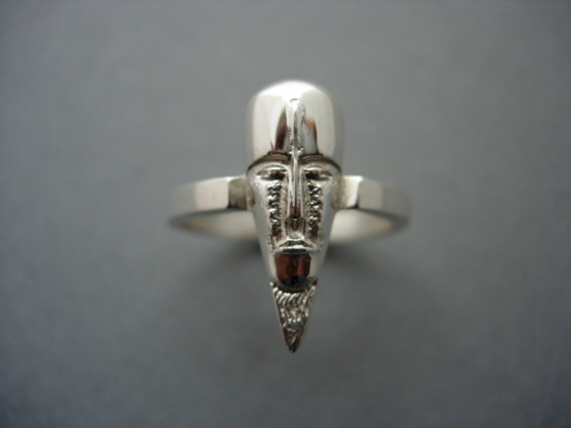 Unisex Silver African Mask Ring - Etsy