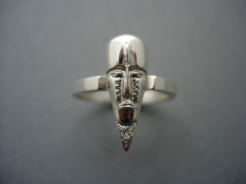 Unisex Silver African Mask Ring - Etsy