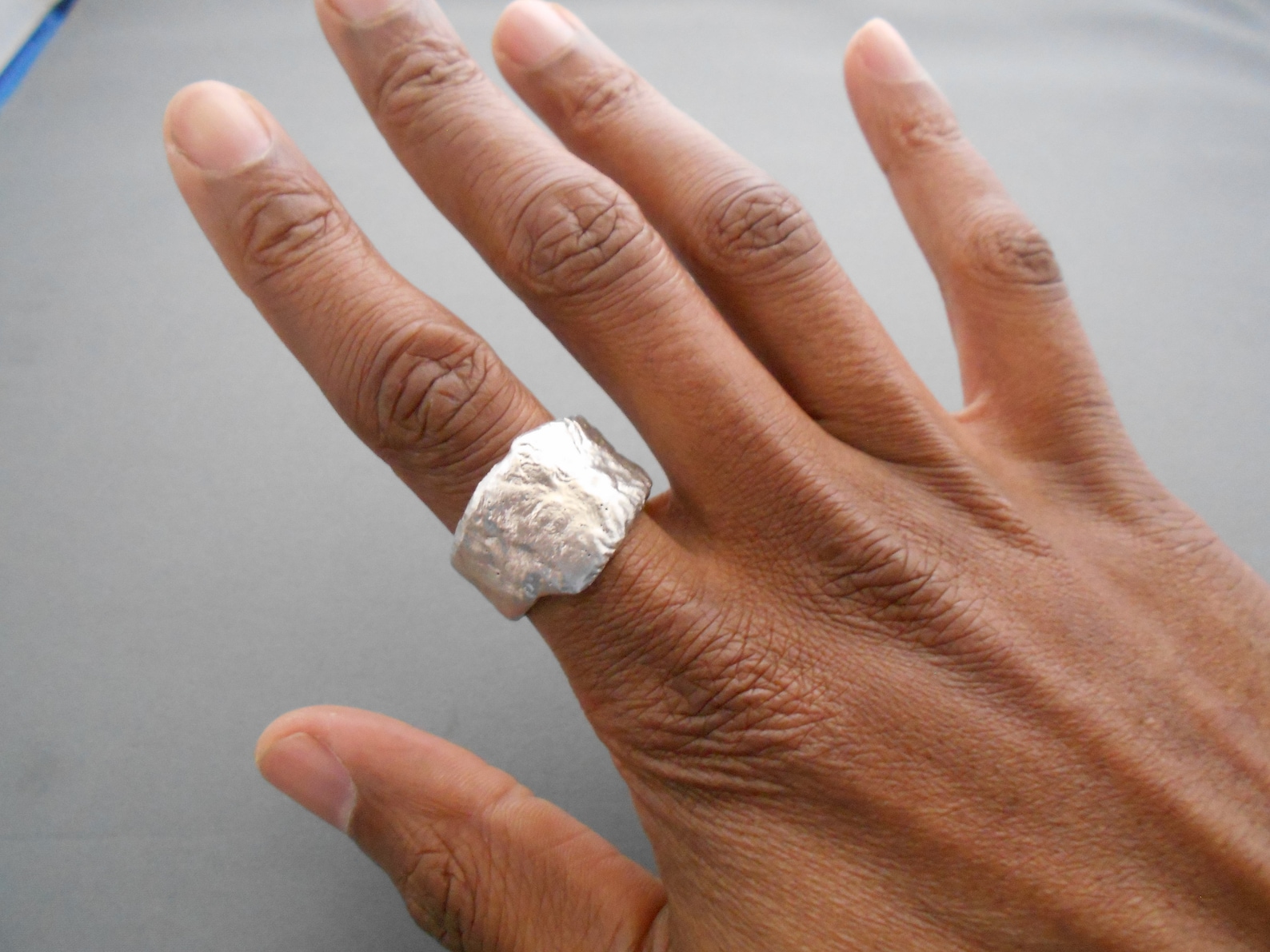 Solid Silver Nugget Ring - Etsy