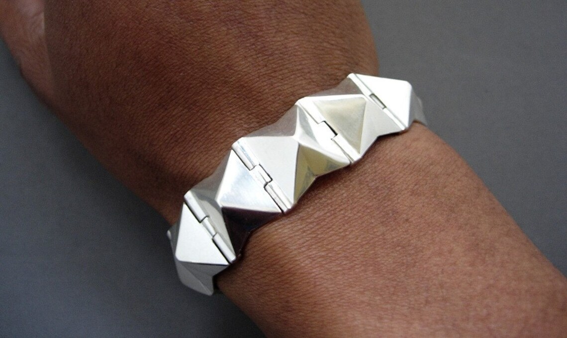 Silver Pyramid Bracelet - Etsy