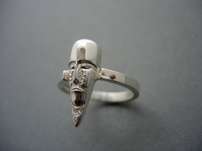Unisex Silver African Mask Ring - Etsy