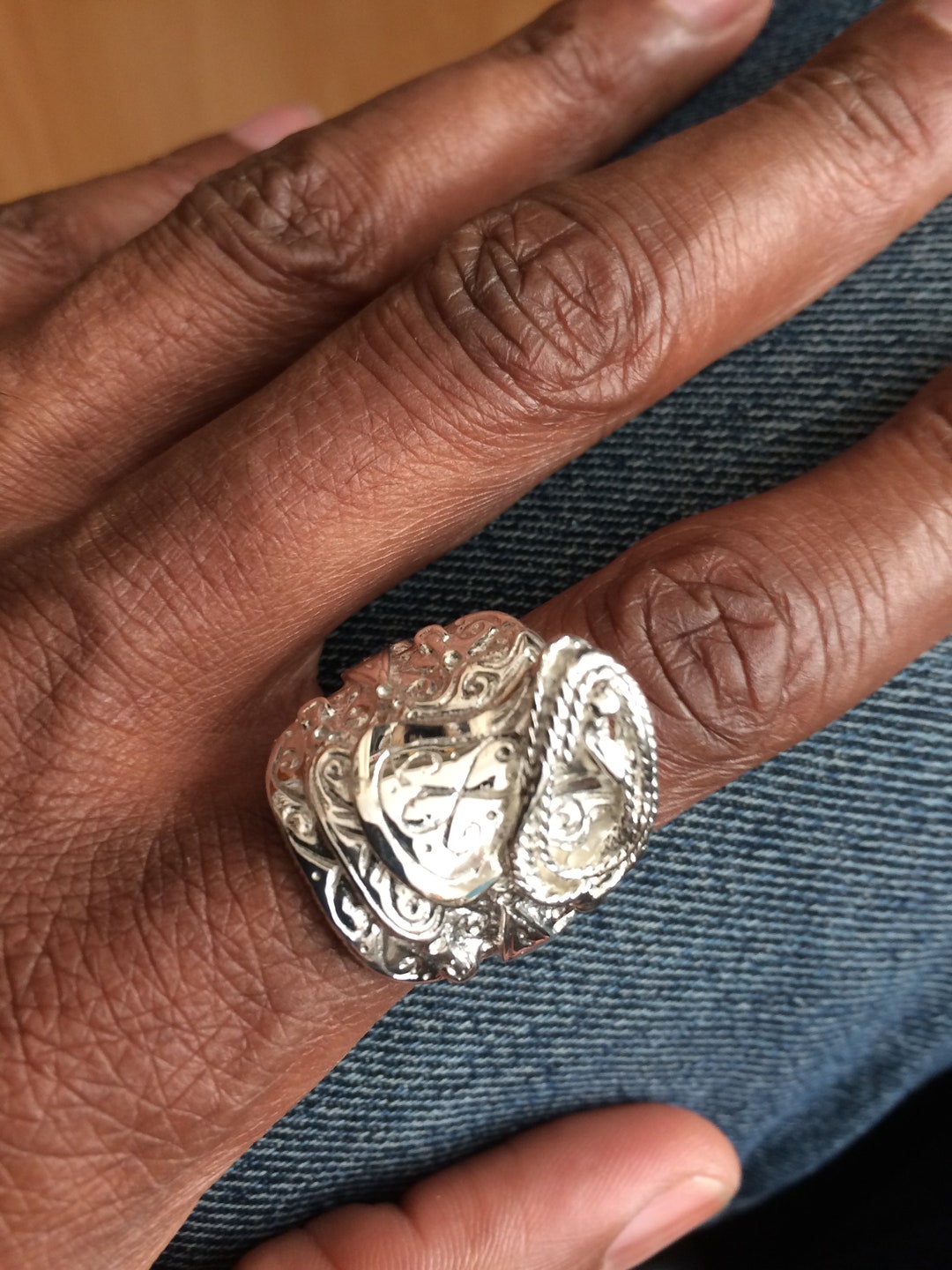 Men’s Heavy Solid Silver Saddle Ring - Etsy