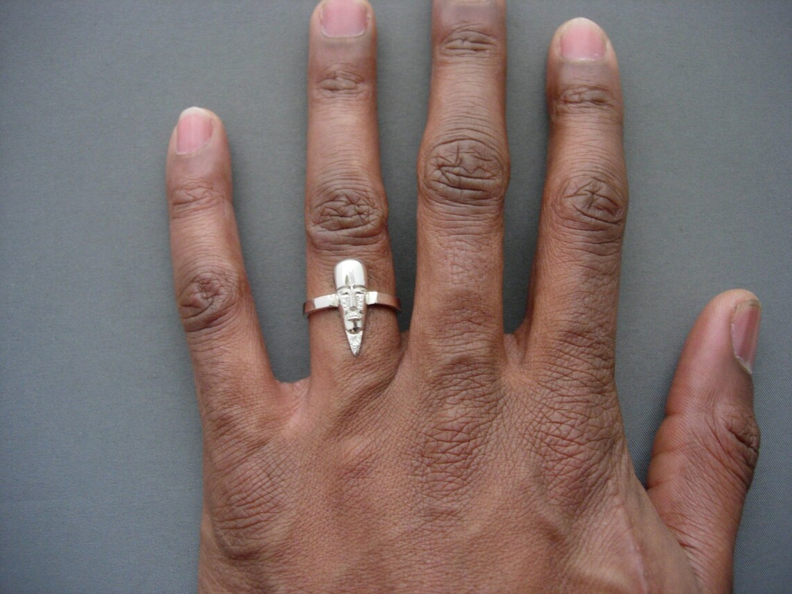 Unisex Silver African Mask Ring - Etsy