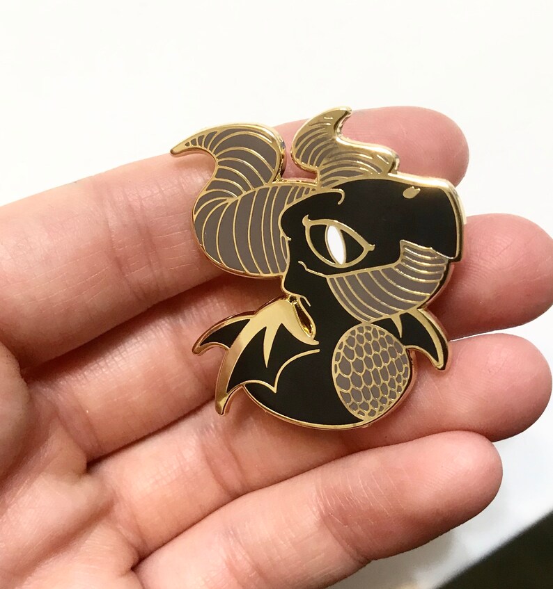 Twin Demon Dragon 40 Mm Enamel Pin - Etsy