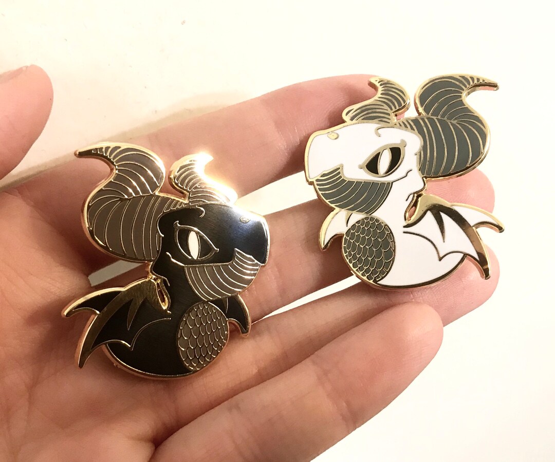 Twin Demon Dragon 40 Mm Enamel Pin - Etsy