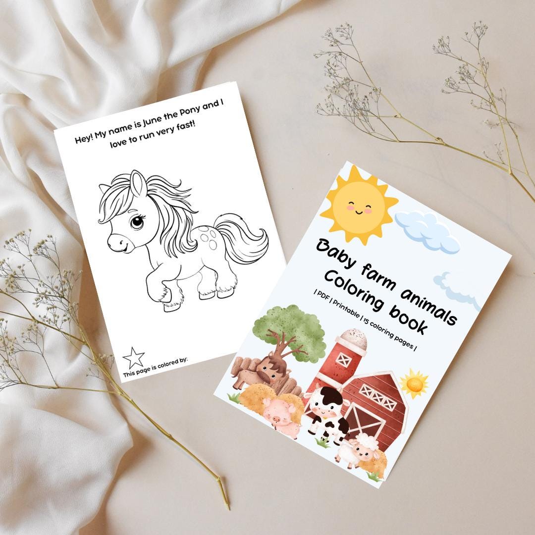 Baby Animal Coloring Book for Kids – Printable Cute Farm Animals ...