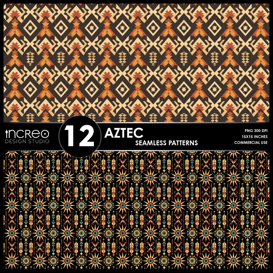 Rustic Aztec Patterns – Tribal Seamless Aztec Digital Paper Pack, Aztec ...