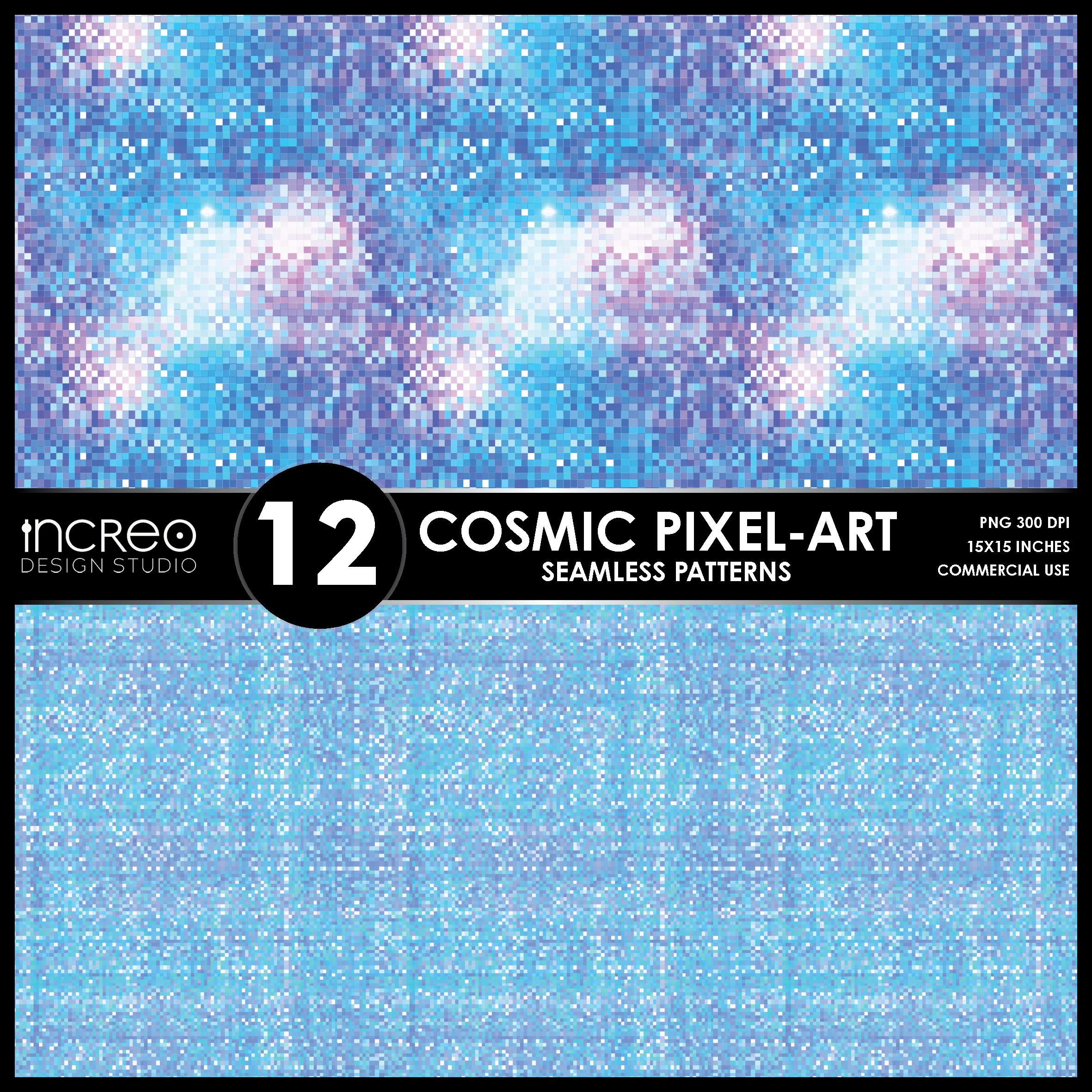 Cosmic Pixel-art Seamless Patterns Bundle – 12 Retro Synthwave ...