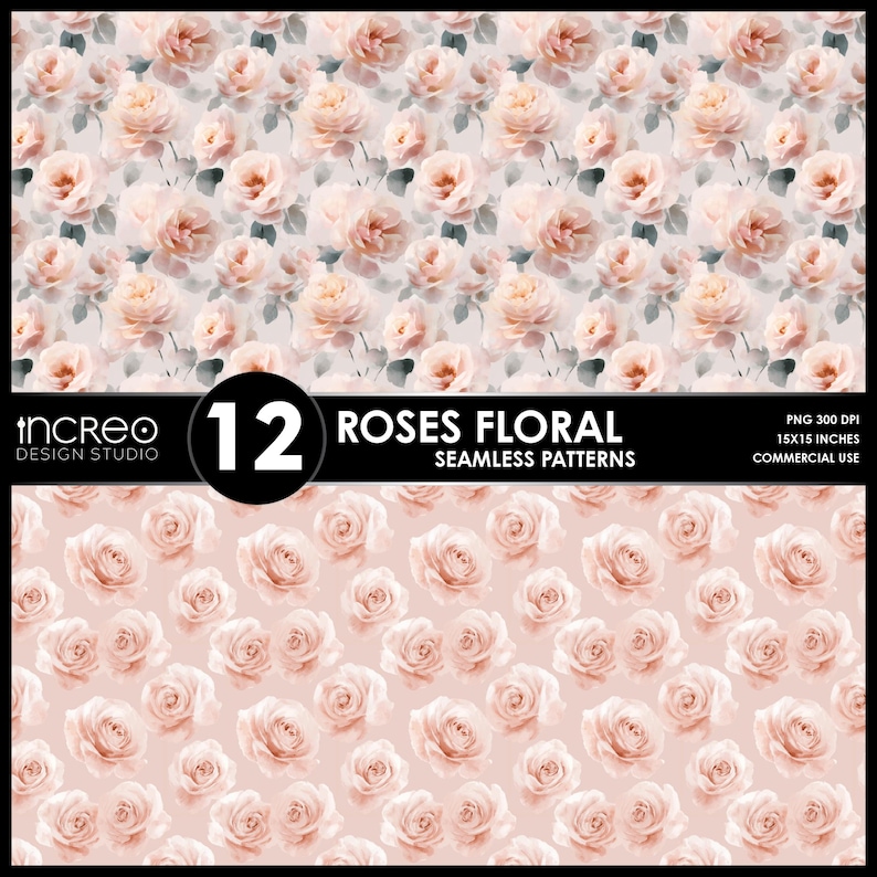 Rose Seamless Patterns, 12 Vintage Floral Digital Paper, Rose Wallpaper ...
