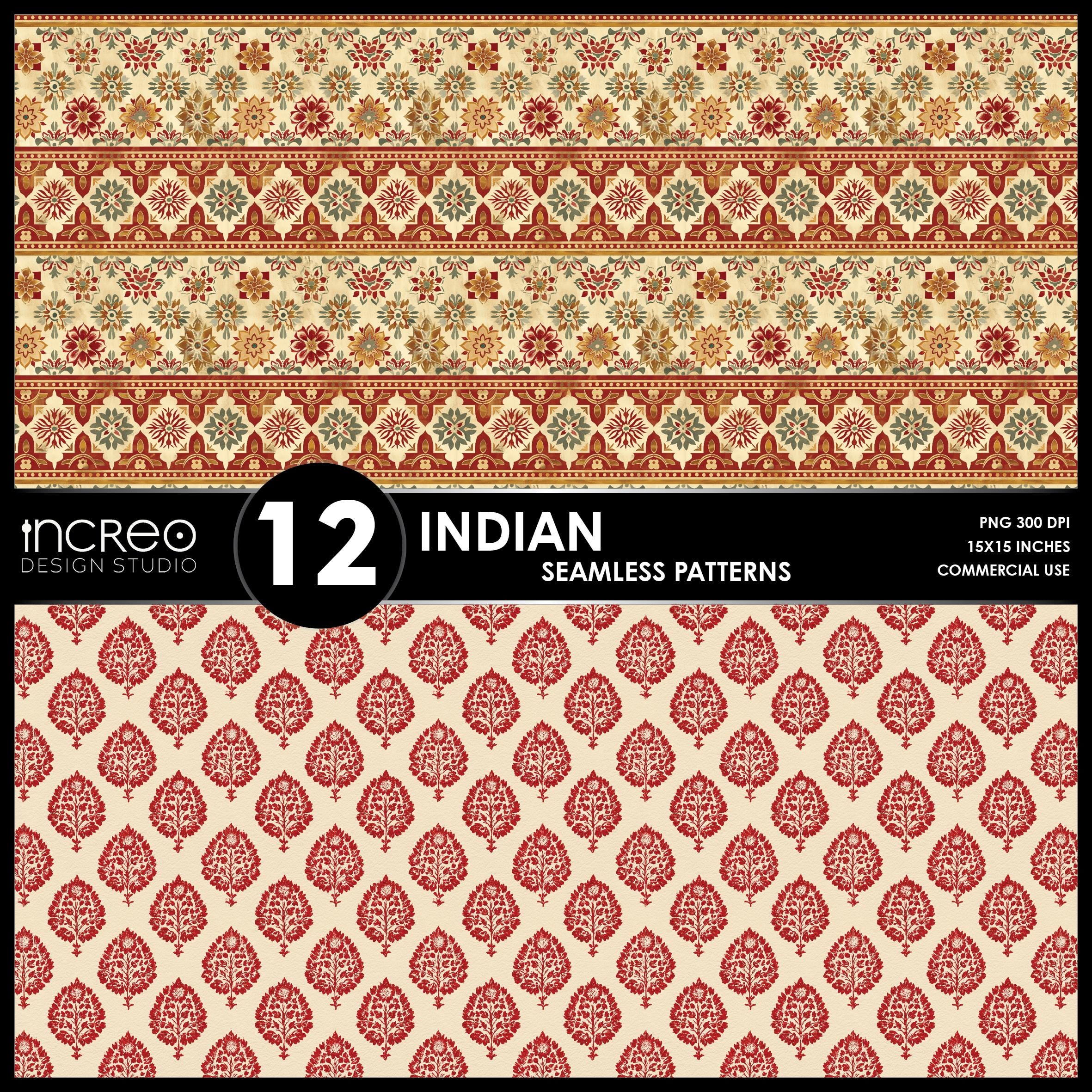 Indian Paisley Digital Paper: Mughal Art Seamless Patterns (12 PNG ...