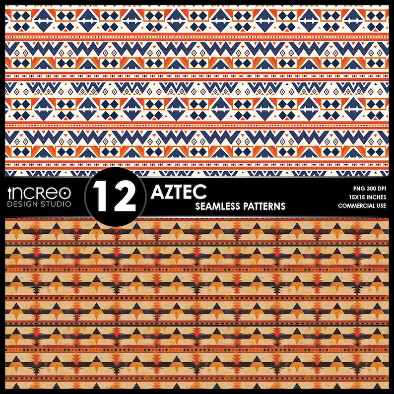 Rustic Aztec Digital Paper Pack: Tribal PNG Patterns (commercial Use ...