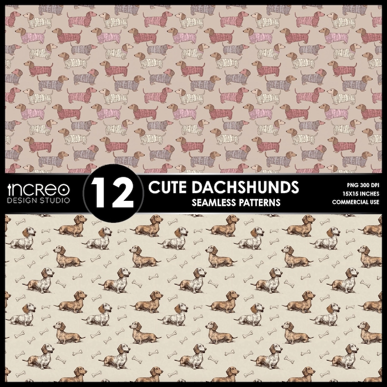 Dachshund Seamless Pattern Pack – Dog Tumbler Wrap, Scrapbooking ...