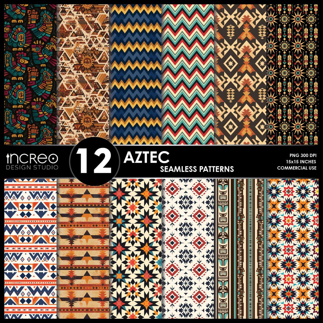 Rustic Aztec Patterns – Tribal Seamless Aztec Digital Paper Pack, Aztec ...