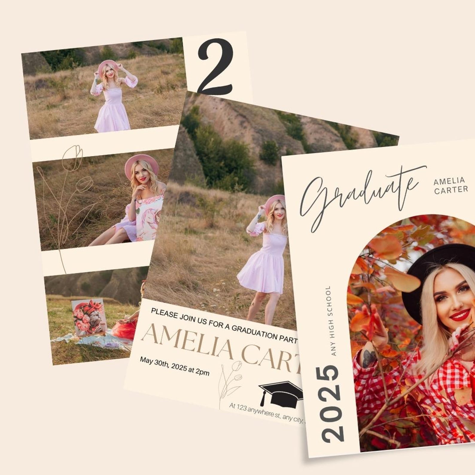 Class of 2025 Graduation Canva Template Bundle | Grad Announcement ...