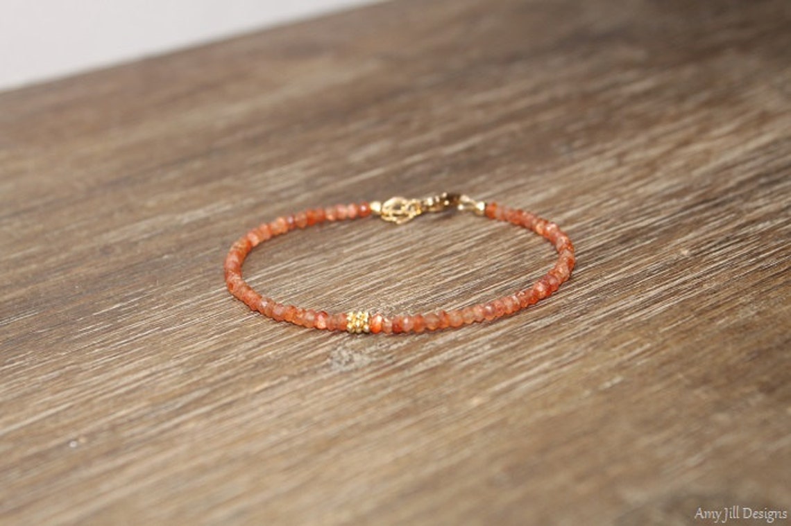 Sunstone Bracelet Sunstone Jewelry Vermeil Beads Gemstone | Etsy