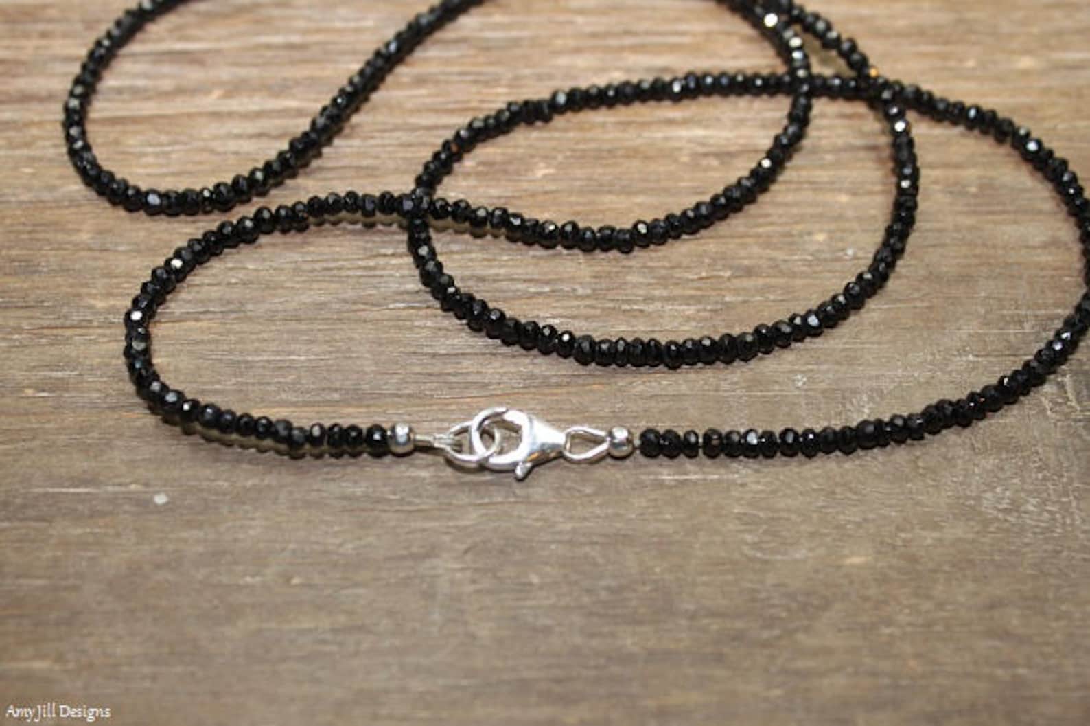Black Spinel Necklace Black Spinel Jewelry Sterling Silver | Etsy