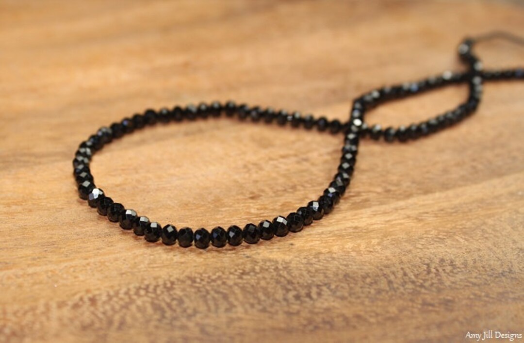 Chunky Black Spinel Necklace, Black Spinel Jewelry, Sterling Silver ...