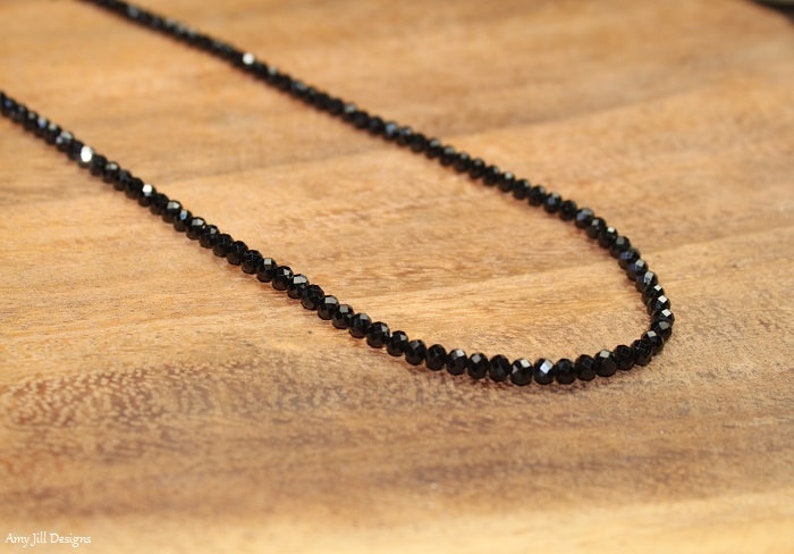 Chunky Black Spinel Necklace Black Spinel Jewelry Sterling - Etsy