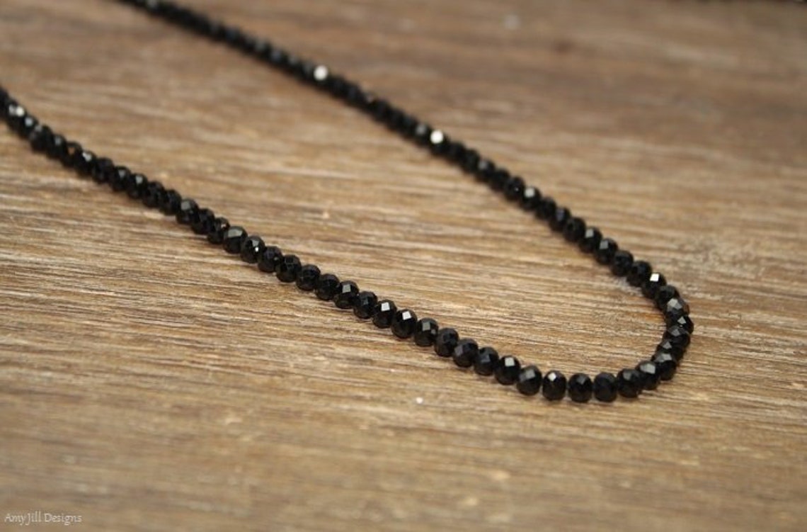 Black Spinel Necklace Black Spinel Jewelry Sterling Silver - Etsy