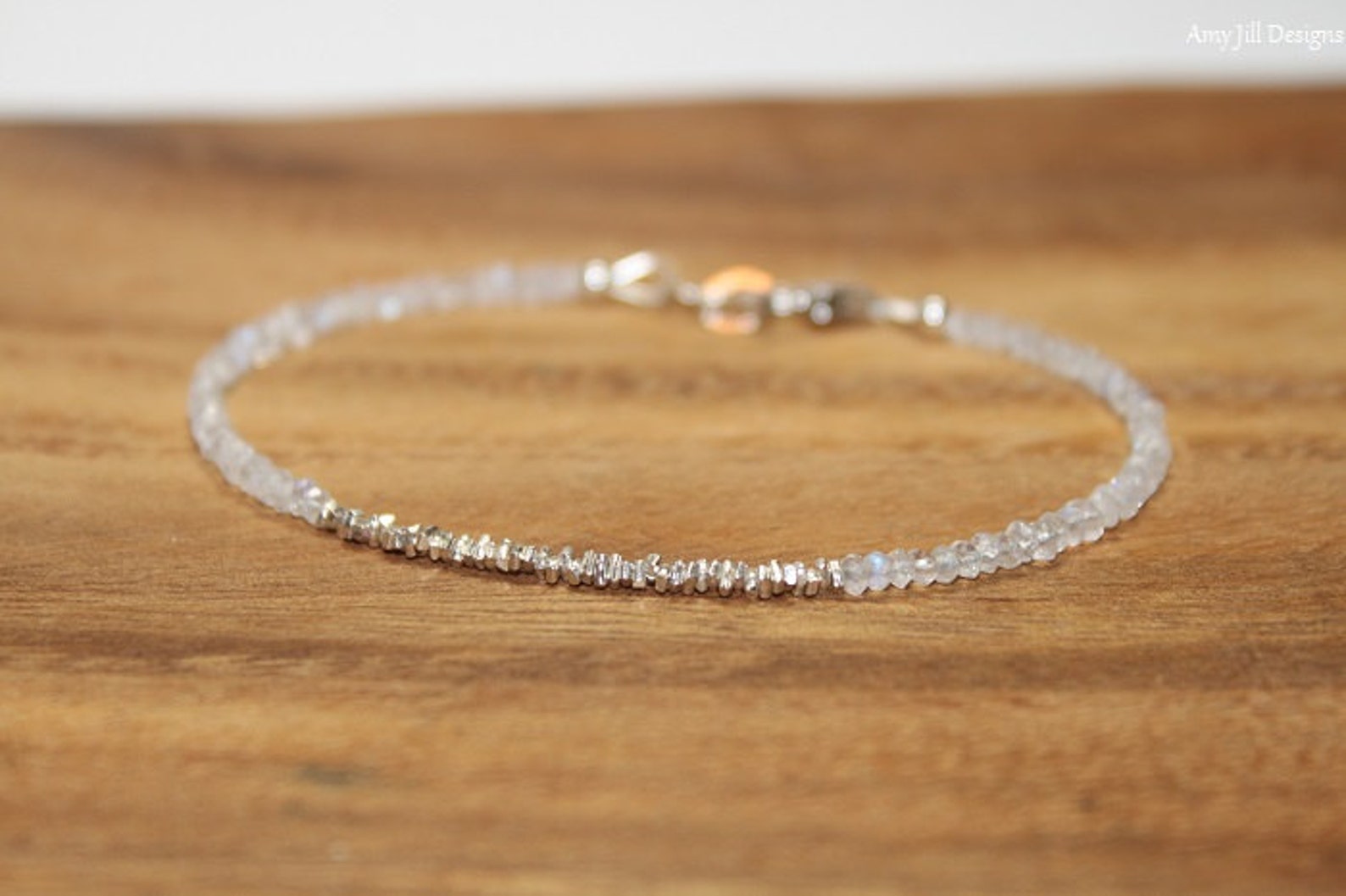 Skinny Moonstone & Hill Tribe Stick Bracelet Moonstone - Etsy