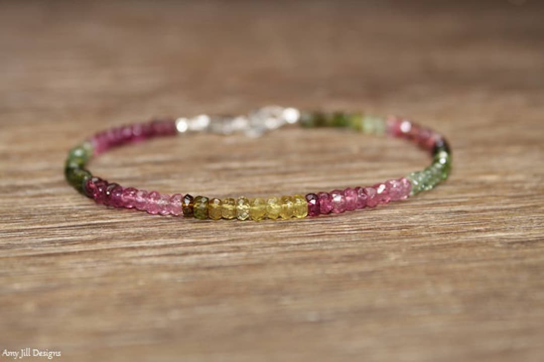 Watermelon Tourmaline Bracelet, Watermelon Tourmaline Jewelry, Ombre ...