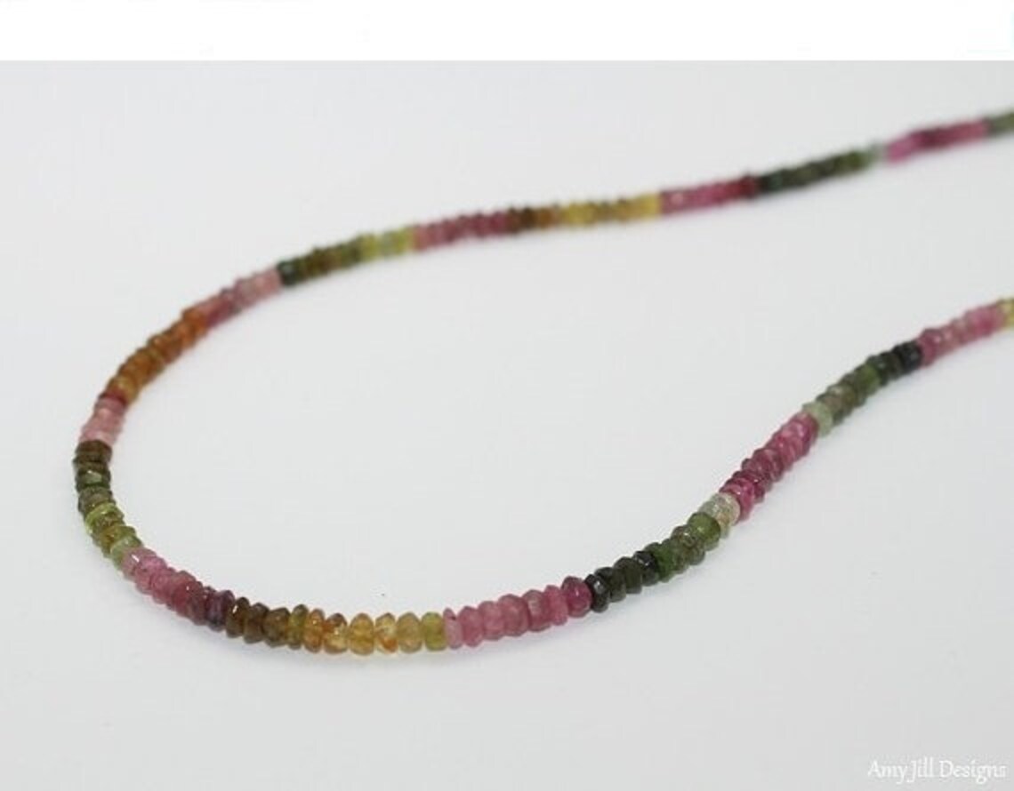 Watermelon Tourmaline Necklace, Watermelon Tourmaline Jewelry, Beaded ...