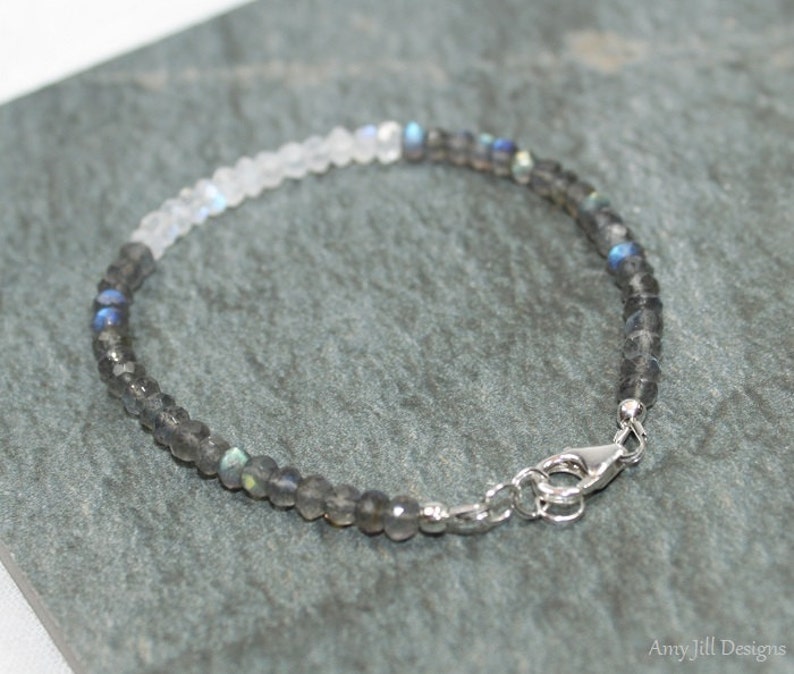 Labradorite and Moonstone Bracelet Beaded Gemstone Jewelry | Etsy