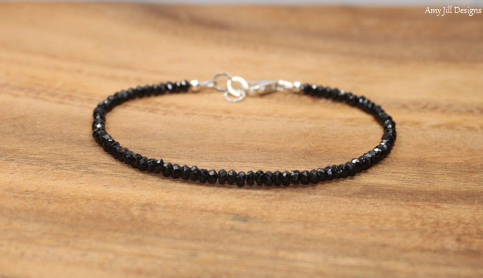 Black Spinel Bracelet, Black Spinel Jewelry, Sterling Silver ...