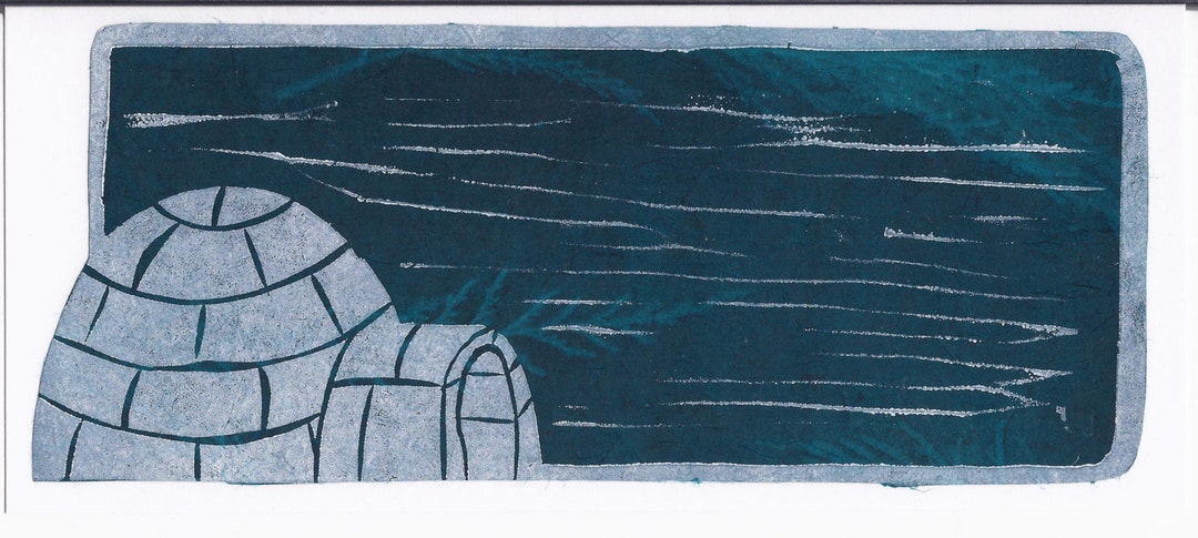 Lino Cut Igloo Gift Card Christmas Card Blank Card - Etsy