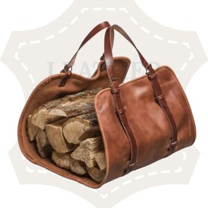 Handmade Leather Firewood Log Carrier Tote – Heavy Duty Cowhide ...