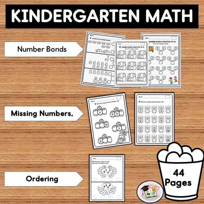 Missing Numbers, Number Bonds and Ordering Math Worksheets for ...