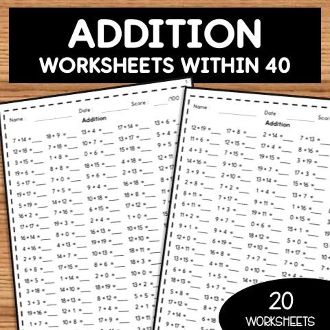 20 Printable Addition Worksheets | Fill in the Blanks | Single , Double ...