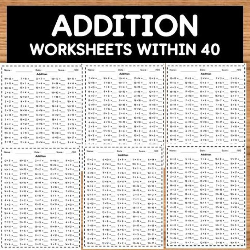 20 Printable Addition Worksheets | Fill in the Blanks | Single , Double ...