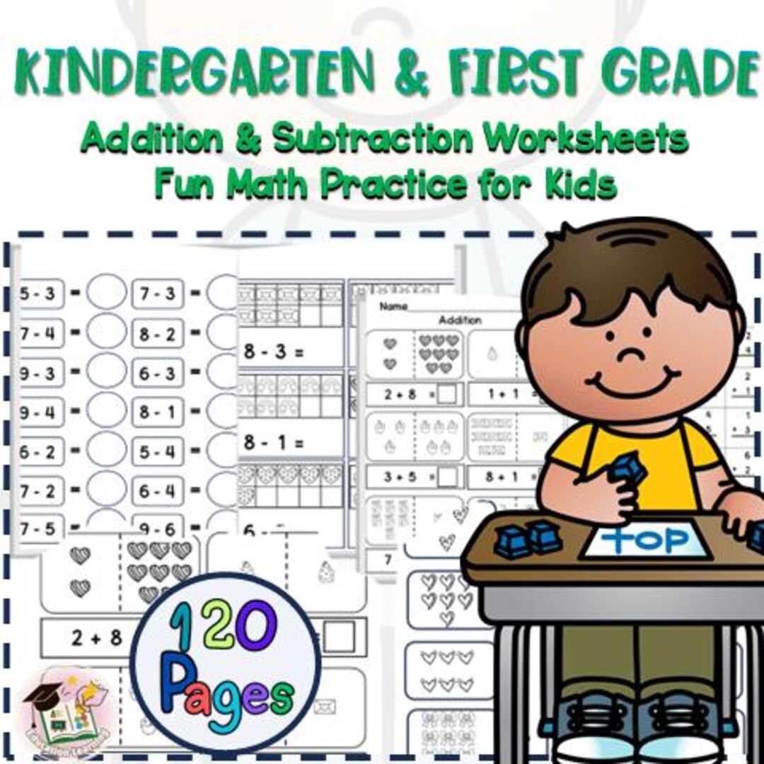 120 Pages-kindergarten , First Grade| Addition , Subtraction Worksheets ...