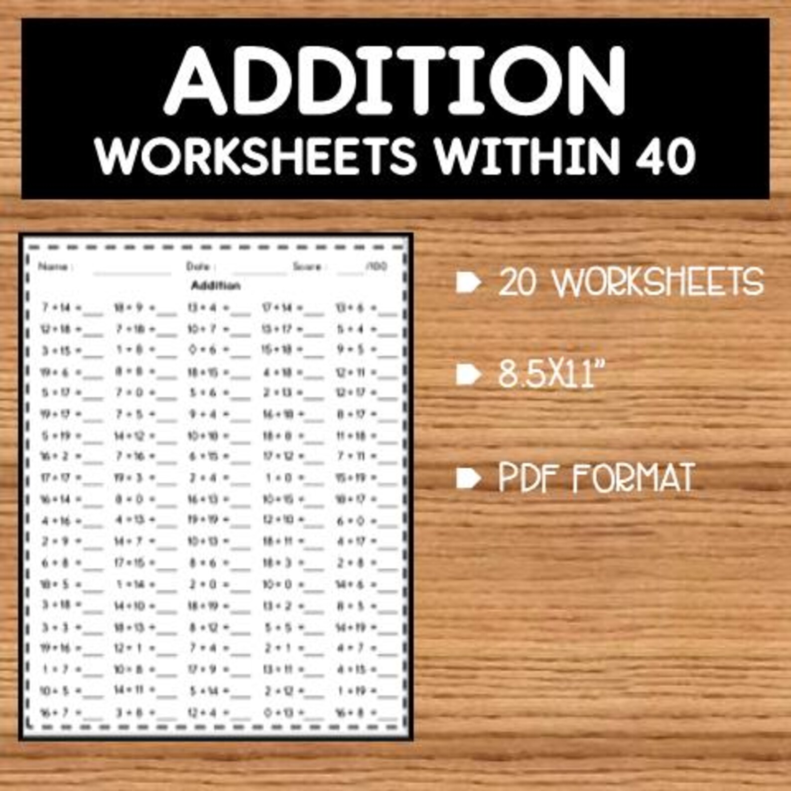 20 Printable Addition Worksheets | Fill in the Blanks | Single , Double ...