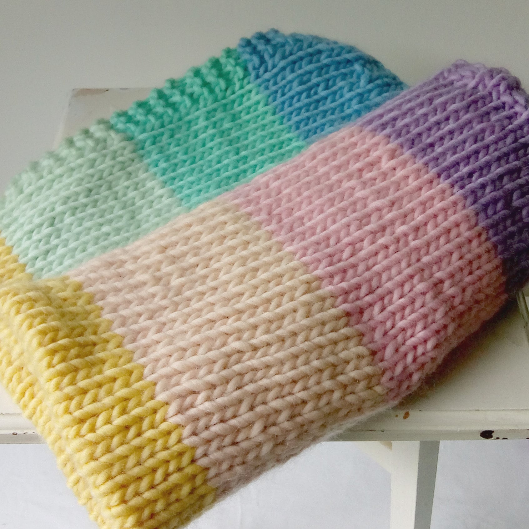 Pastel Rainbow Baby Blanket Knitting Pattern. Merino. Easy Knit - Etsy
