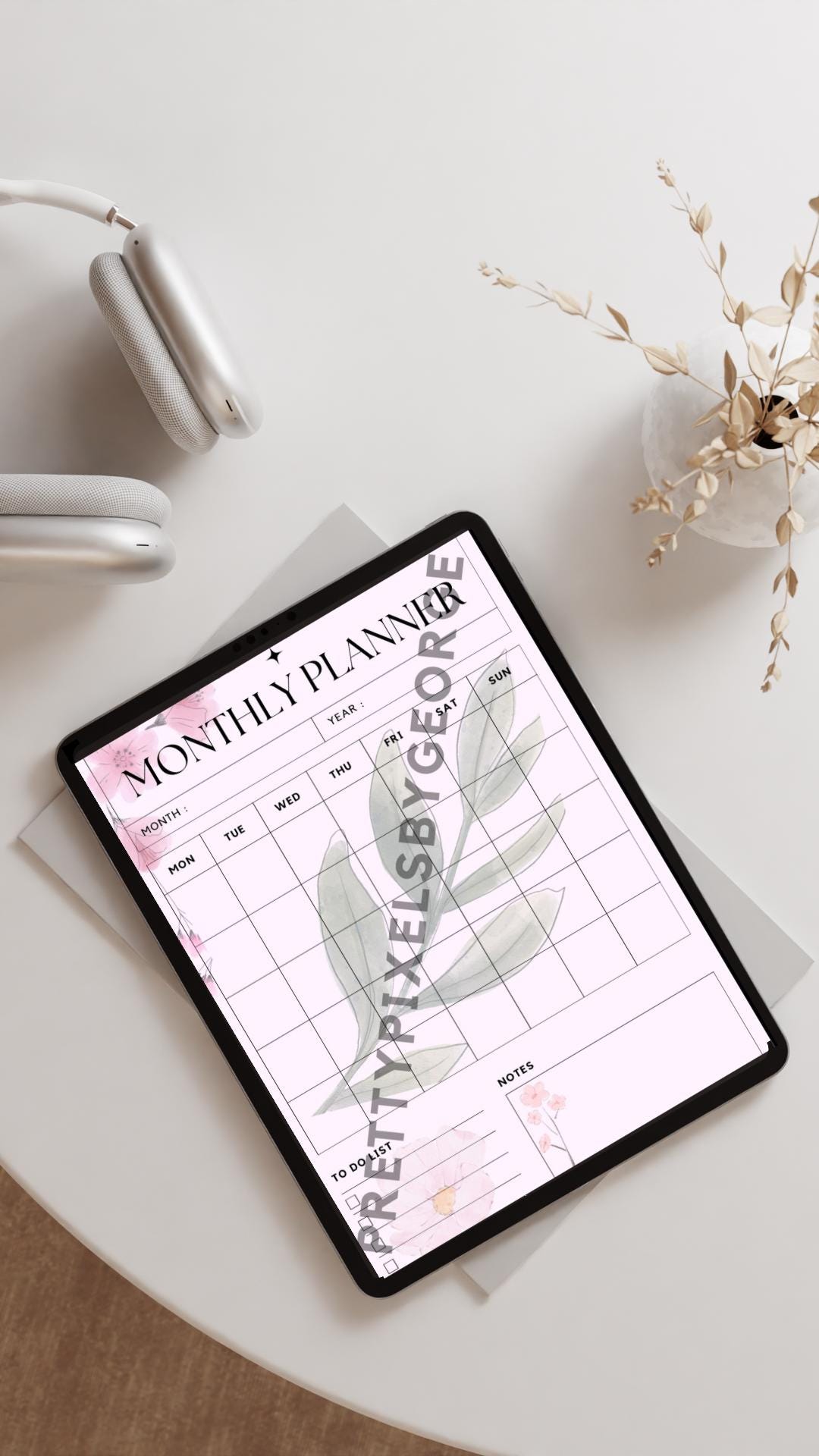 Pink Floral Monthly Planner - Printable & Digital PDF - Etsy