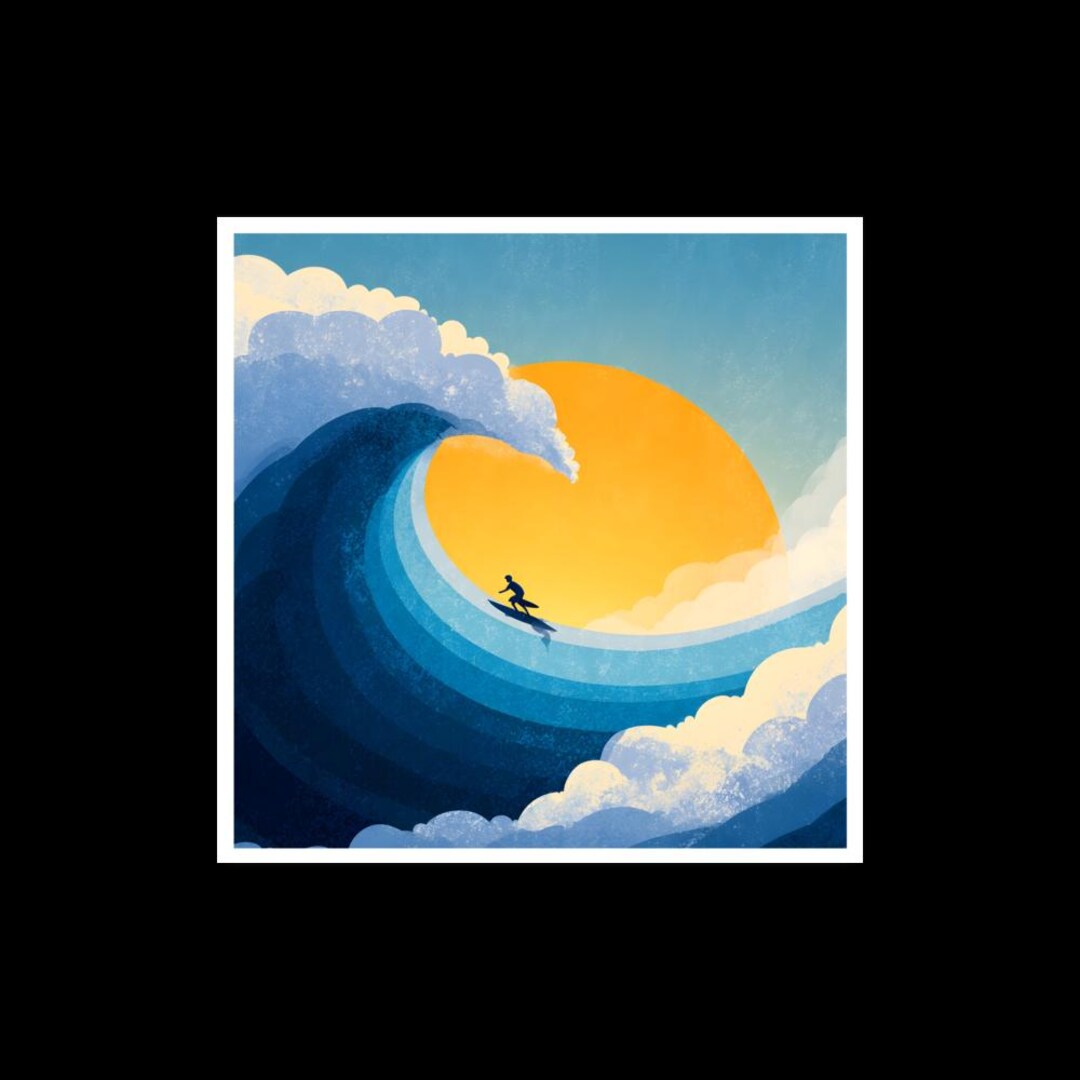 Animated Surfer Surfing on Waves Physical Wall Artwork. - Etsy