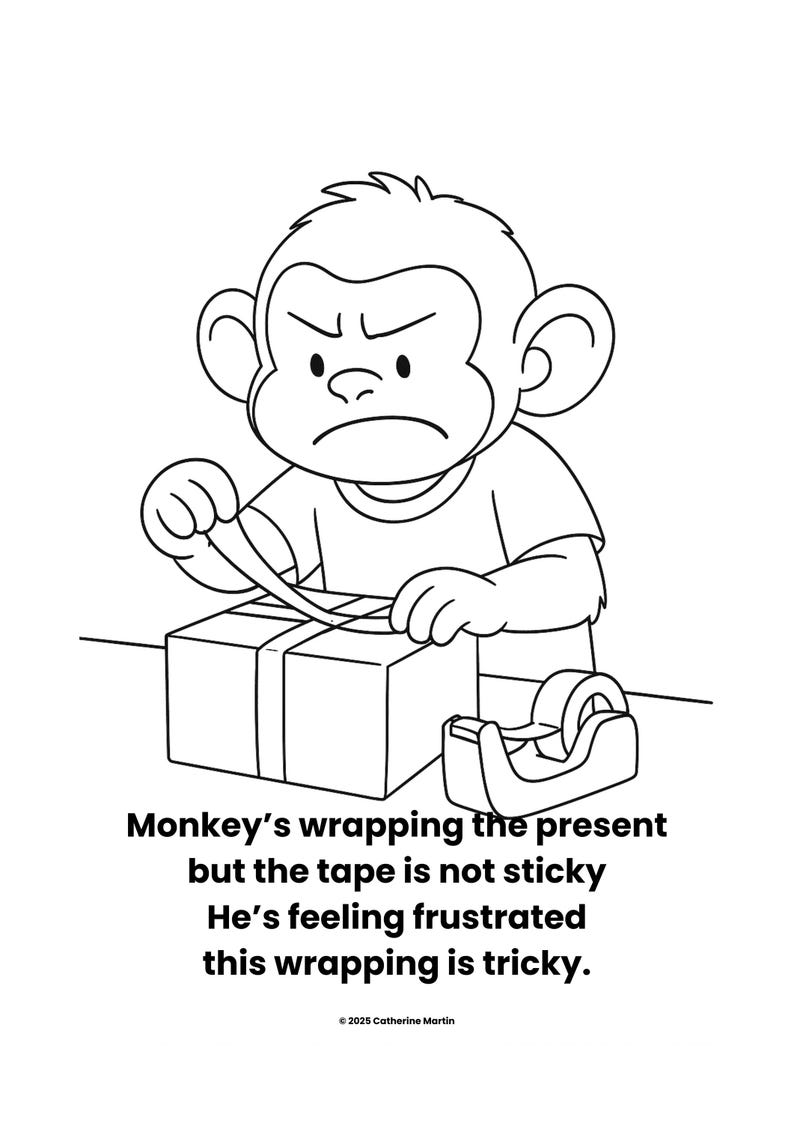 Monkey’s Big Day-printable Kids Coloring Book | Emotion Coaching ...