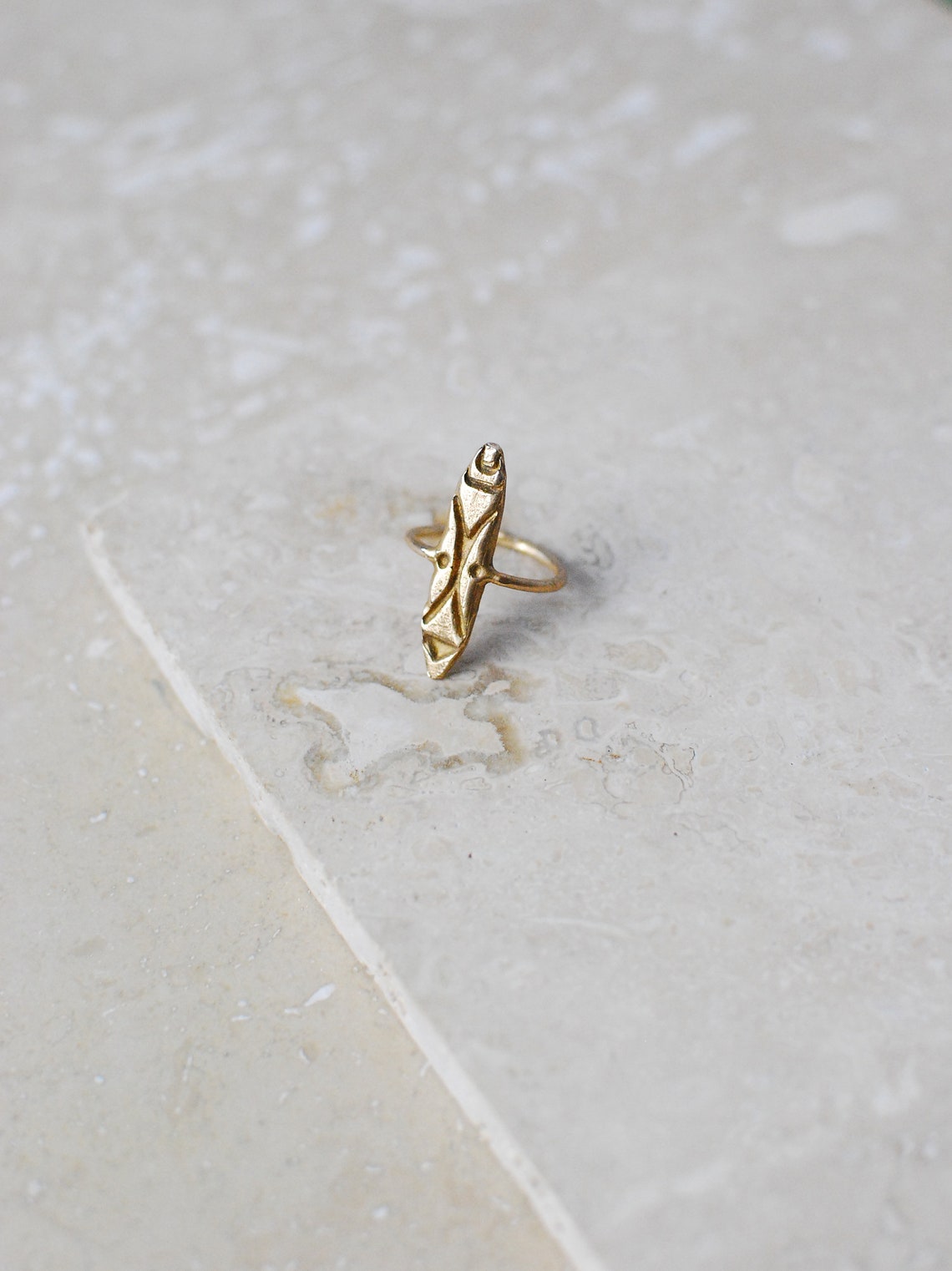 Solid Brass Long Menhir Ring - Etsy