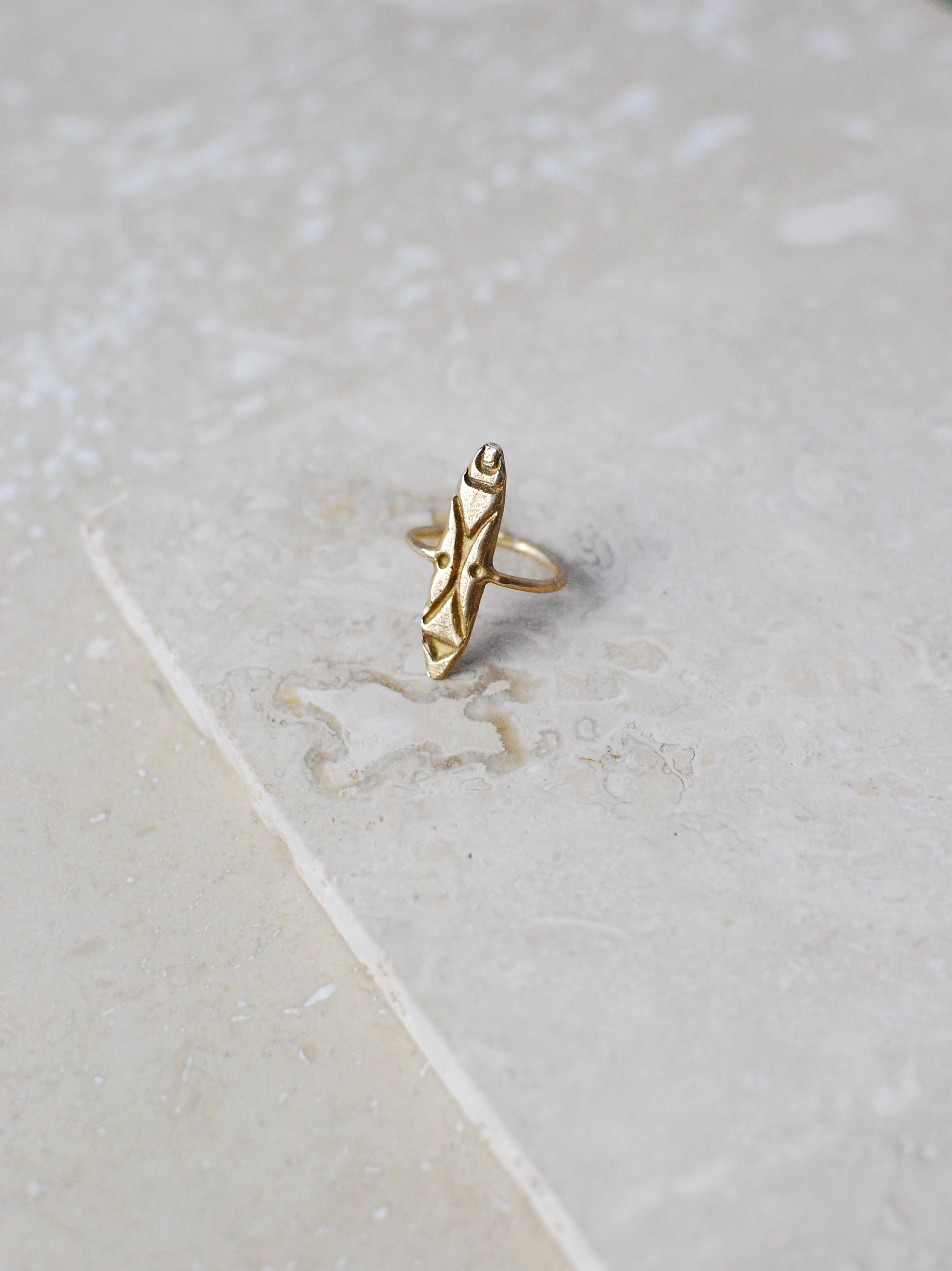 Solid Brass Long Menhir Ring - Etsy